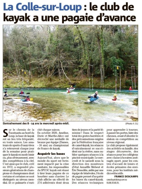 Le Canoë-Kayak du Loup à l'honneur dans Nice-Matin - SPCOC Canoë Kayak ...